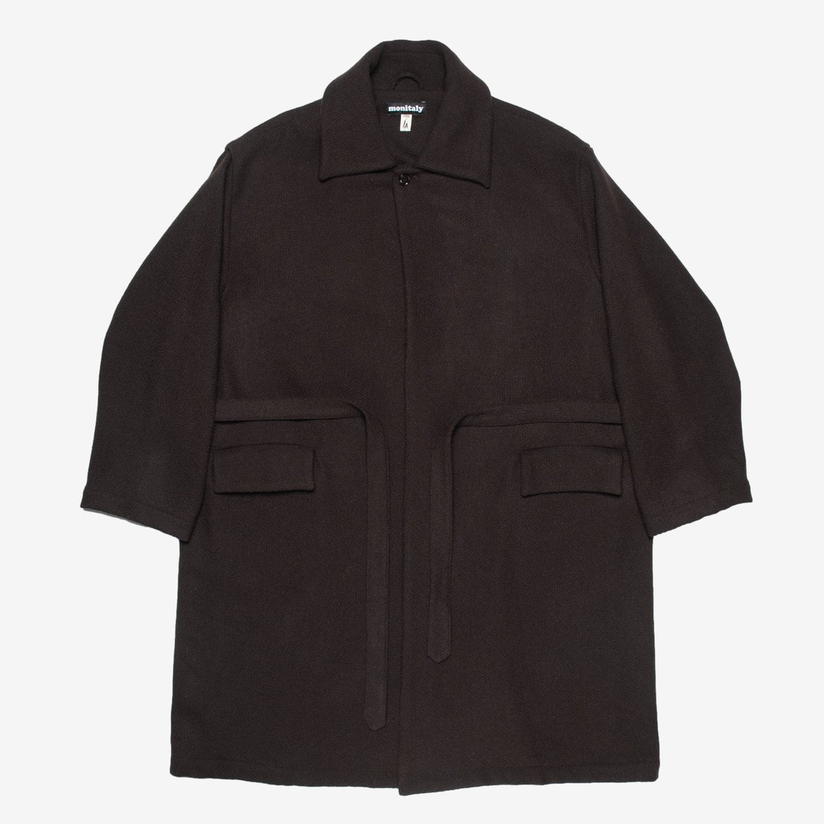 Jute Coat in Wool Flannel Vicente Brown - Monitaly | Afura Store